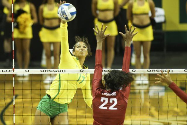 Ronika Stone Logs 10 Kills & 10 Blocks as #16 Oregon Overcomes Arizona ...